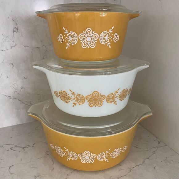 Pyrex | Dining | Vintage Pyrex Butterfly Gold Cinderella Nesting Bowls ...